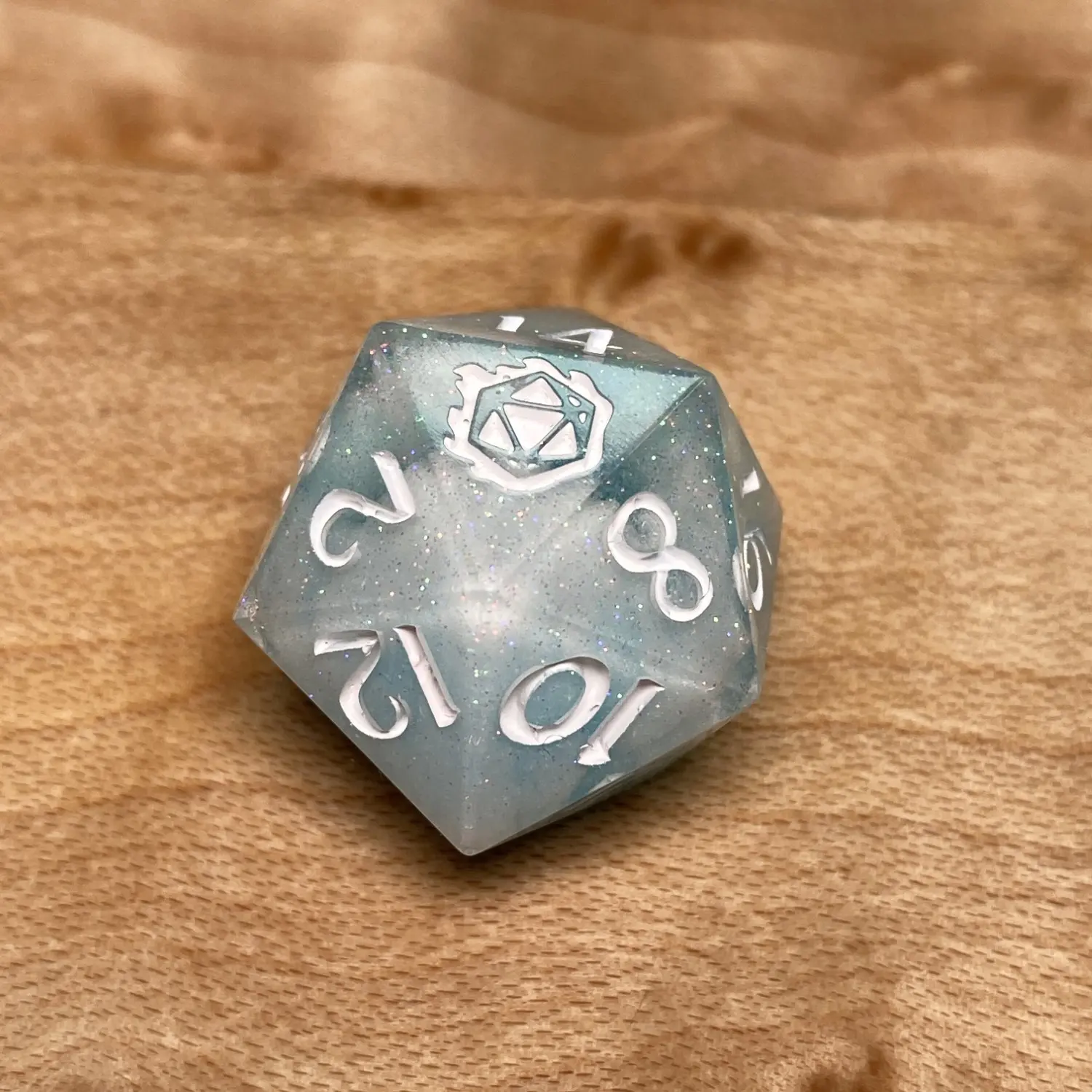 Fog Cloud – Blue Cloud Resin D20 – Handmade - Everhearth Inn